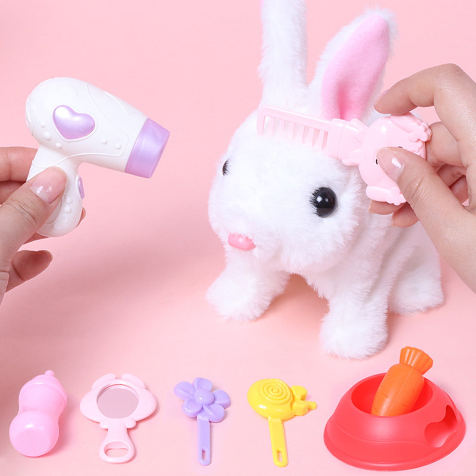 Cute Bunny Doll,White Bunny Stuffed Animal Talking Wagging Nodding ...