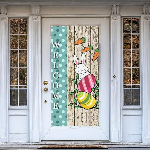 Cute Bunny Door Cover for Front Door Easter Door Cover, Large Fabric ...