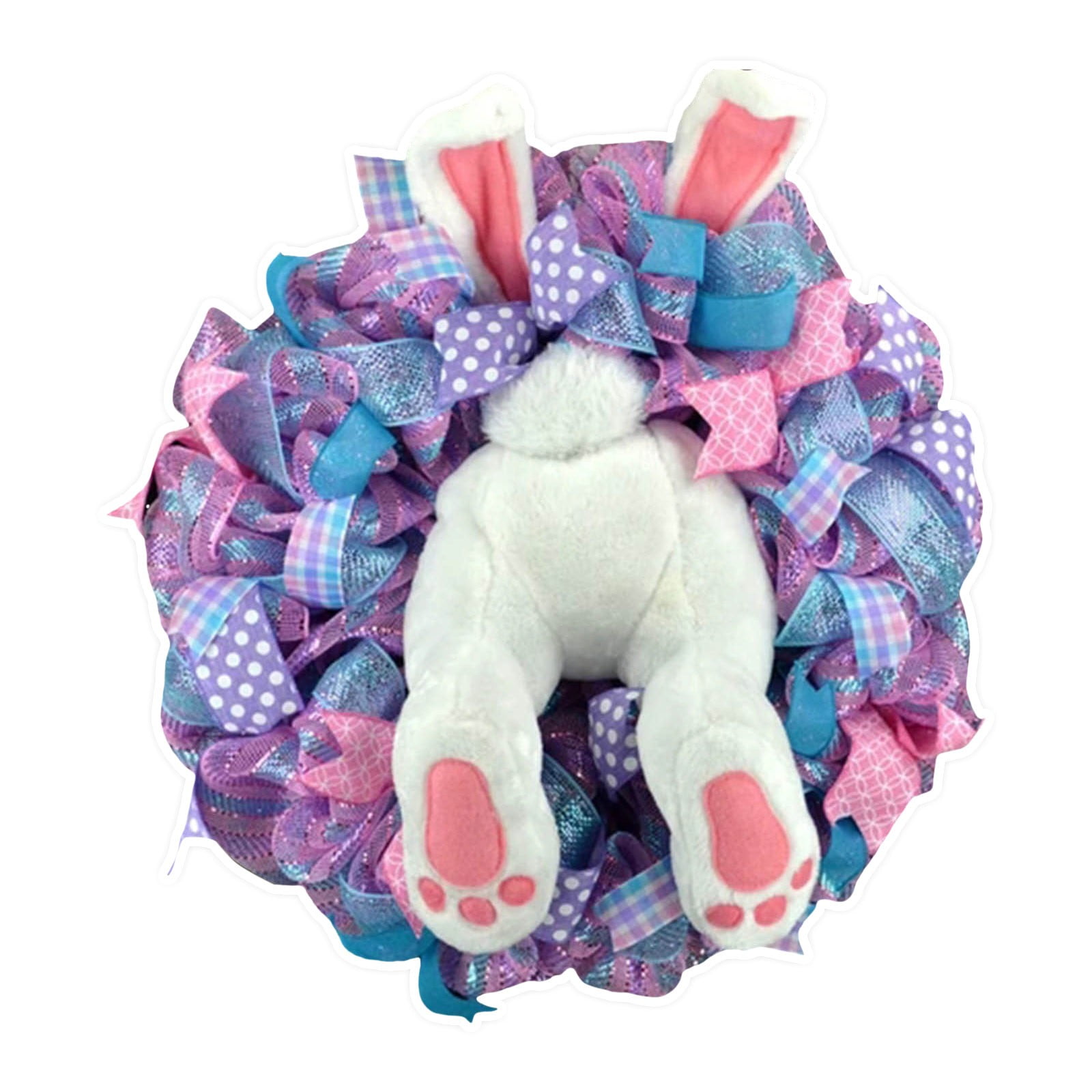 Cute Bunny Door Wreath Sticker with Easter Egg,Easter Bunny Wreath ...