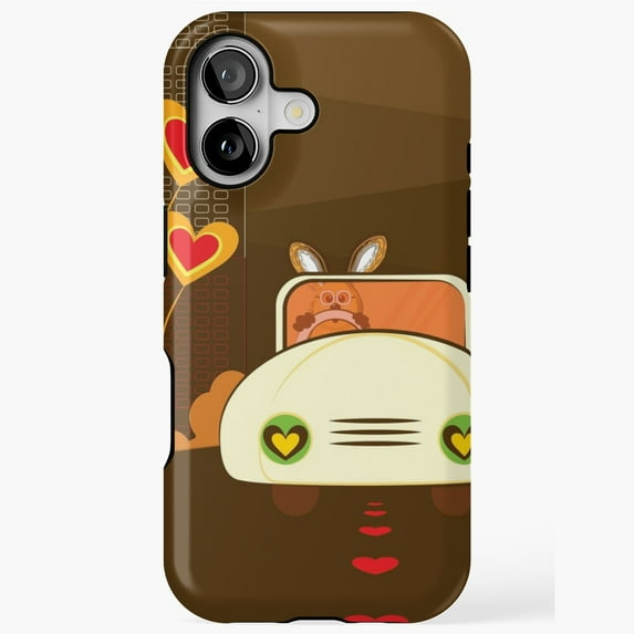 Cute Bunny Driving Car Cartoon Art iPhone Case 17 through 11 Pro Max ...