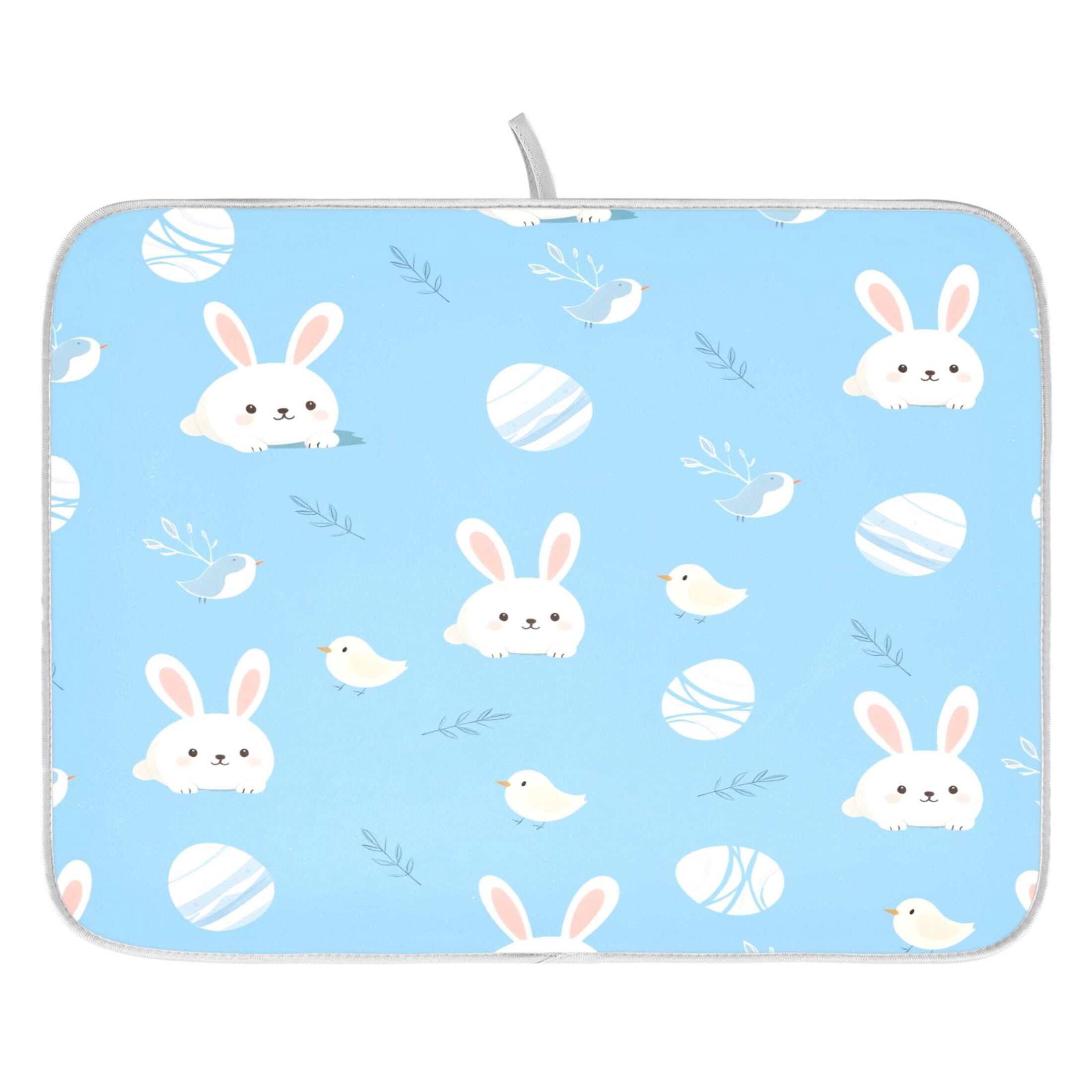Cute Bunny Easter Egg Pattern Drying Dish Mat Quick Drying Absorbent ...