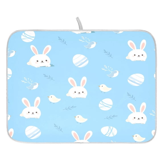 Cute Bunny Easter Egg Pattern Drying Dish Mat Quick Drying Absorbent ...