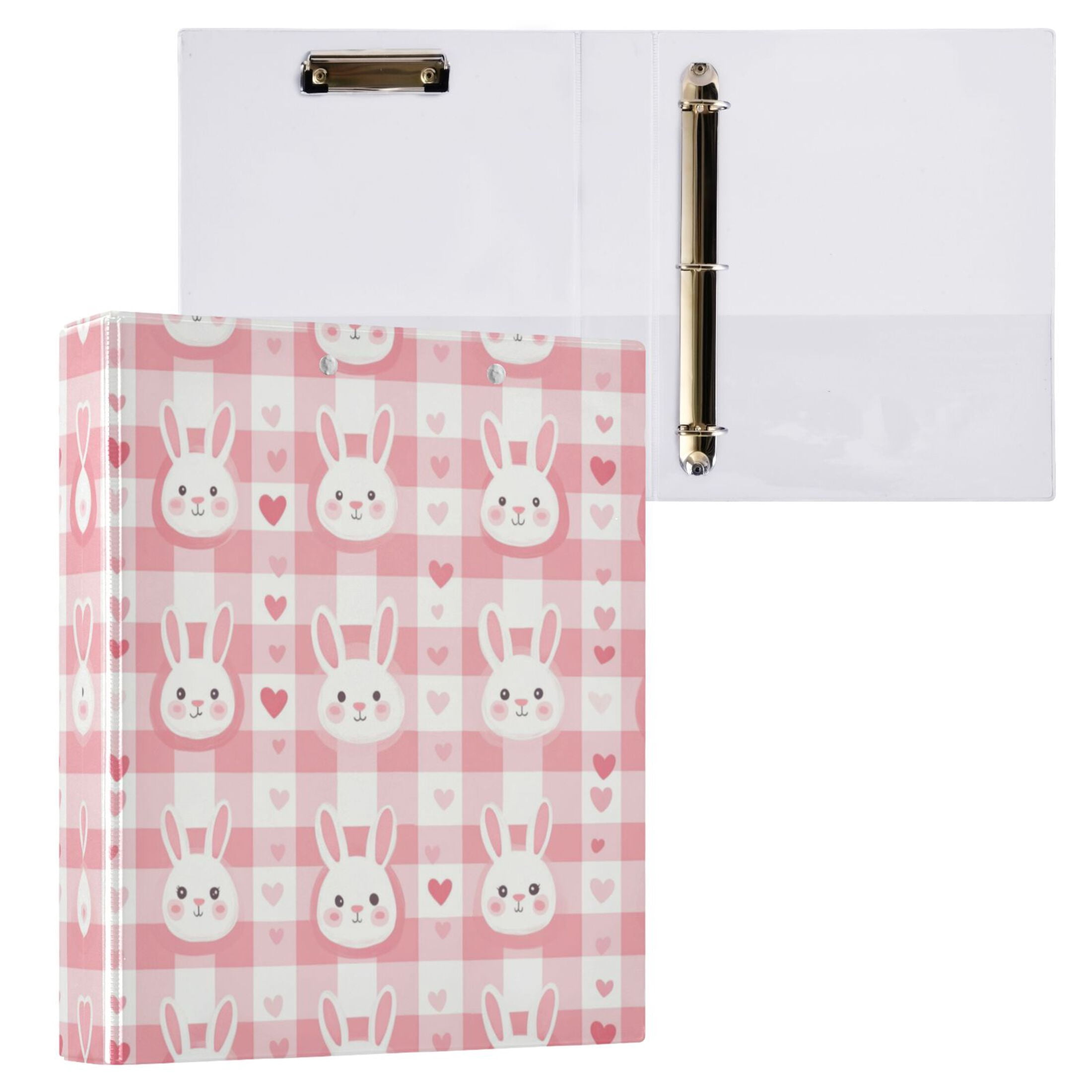 Cute Bunny Faces 3 Ring Hardcover Binders 1.5in Round Rings for Letter ...