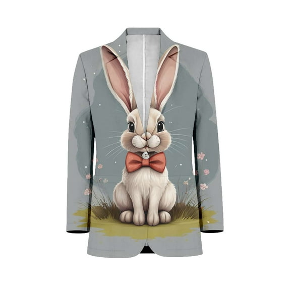 Cute Bunny Floral Art Mens Suits Shawl Collar Slim Fit Suit Mens Groom ...