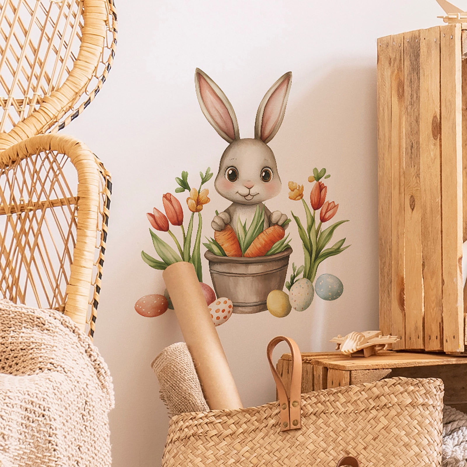 Cute Bunny in the Garland Wall Decal Nursery Rabbit Animal Easter Wall ...