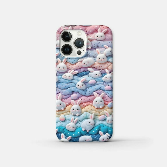Cute Bunny Pattern Phone Case Pastel Spring Art for iPhone 17 to 11 Pro ...