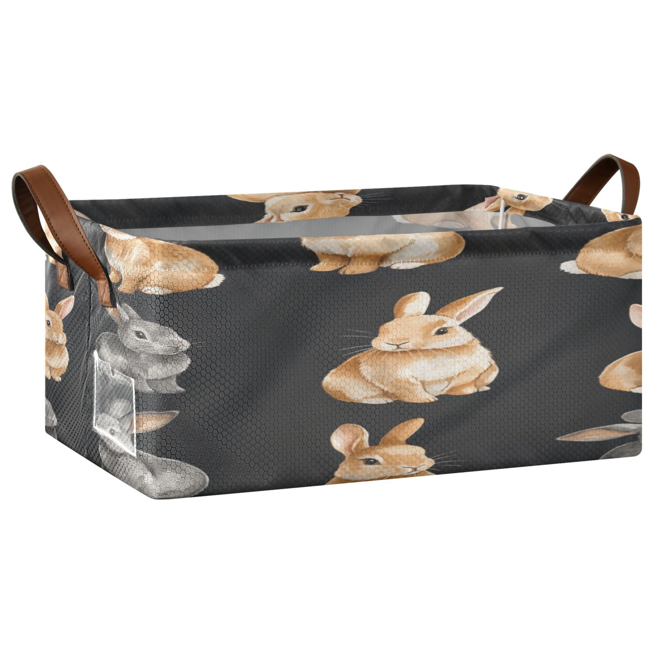 Cute Bunny Pet Rabbit Storage Basket Soccer Plaid Fabric Hoard Box ...