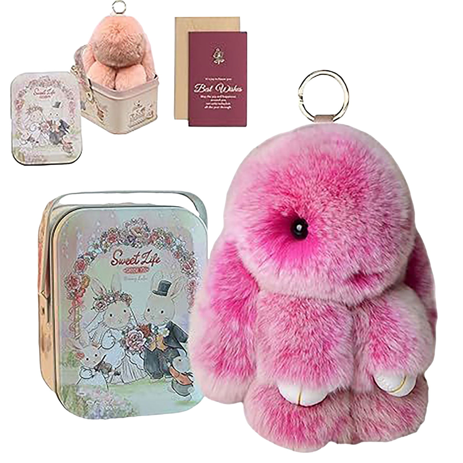 Cute Bunny Plush Keychain for Backpack, 5.91" Inch Mini Rabbit Keychain ...