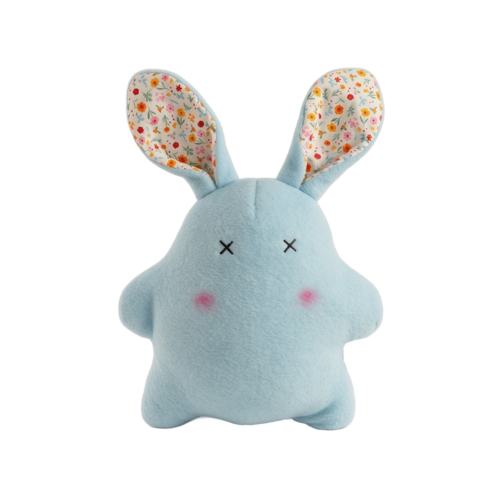 Cute Bunny Plush Pillow Soft Pink Rabbit Stuffed Animal with Floral ...
