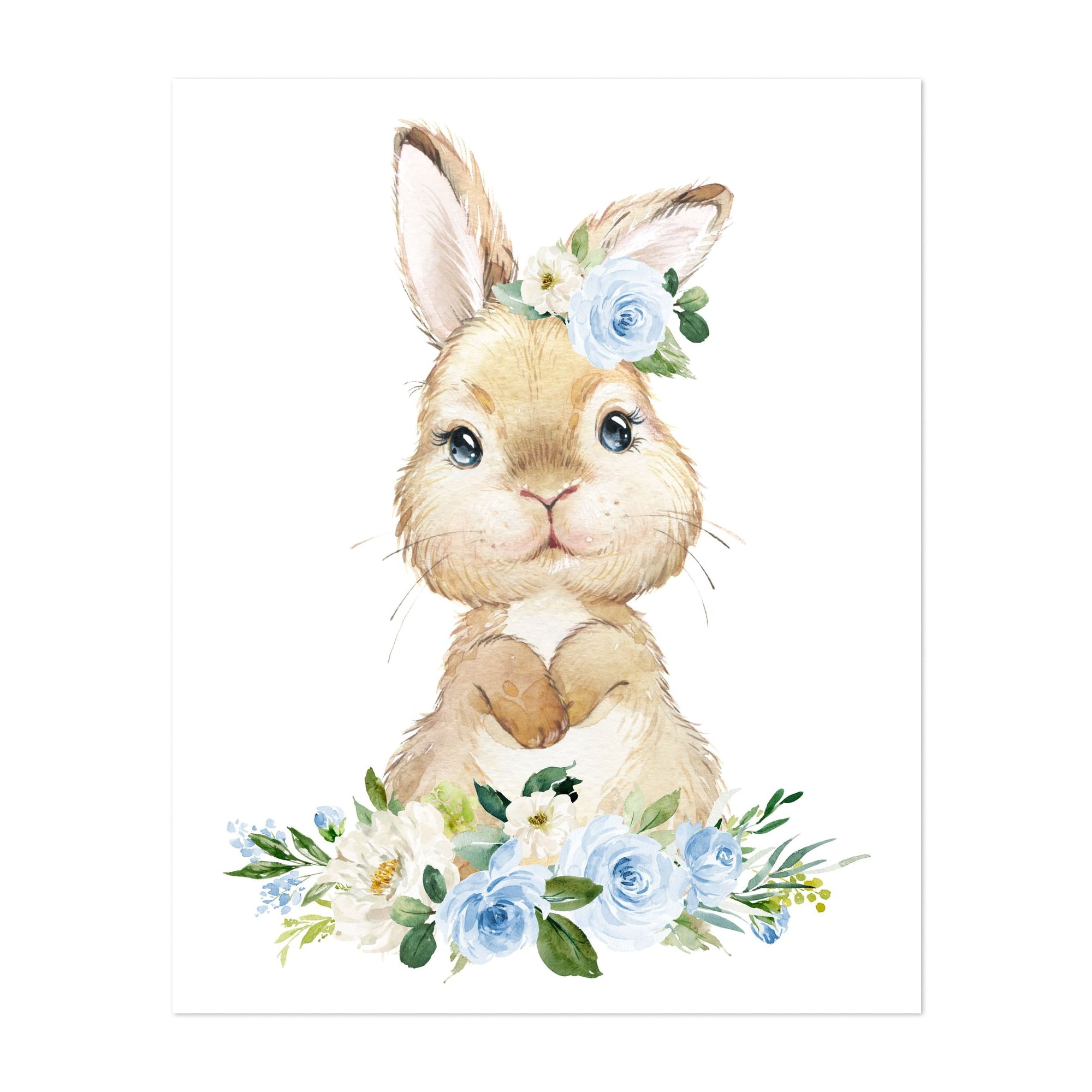 Cute Bunny, Rabbit, Forest Animals, Woodland Animals, Boho, Blue ...