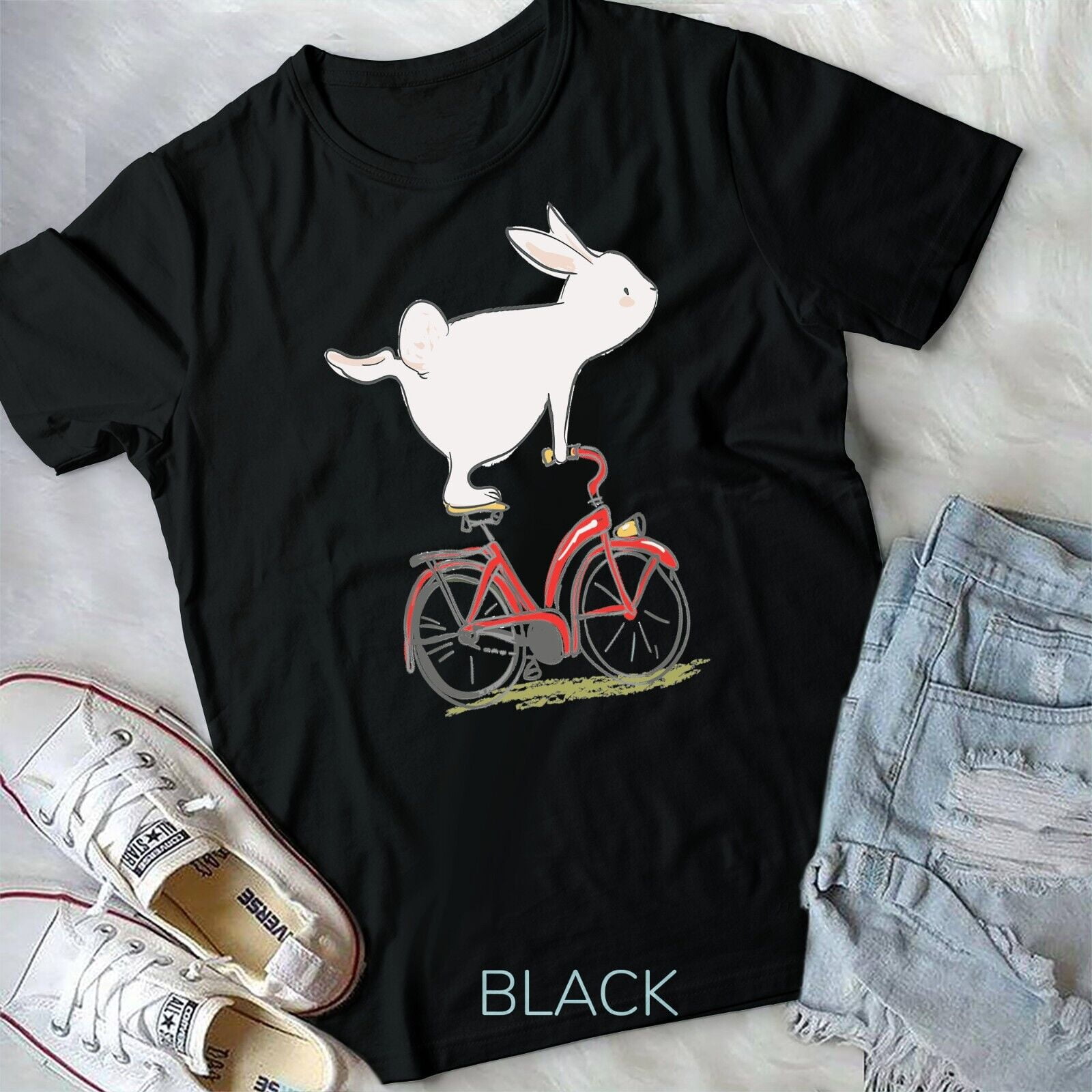 Cute Bunny Rabbit On Bike, Cycling, Bicycle T-Shirt & Gift Unisex T ...