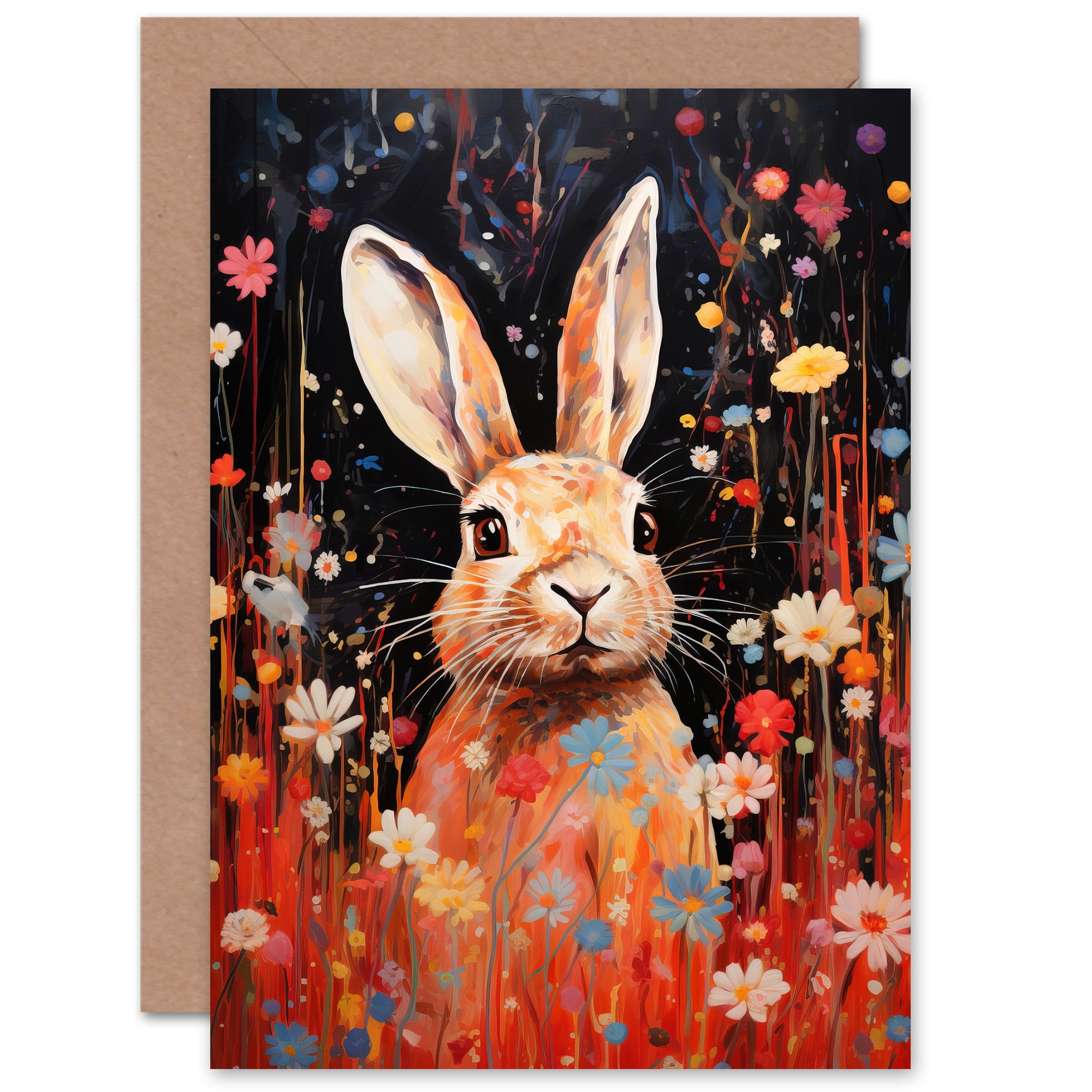 Cute Bunny Rabbit in a Daisy Flower Meadow Child Children Kids Birthday ...