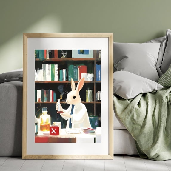 Cute Bunny Scientist Poster Bunny Lab Art Scientist Bunnycute Animal ...