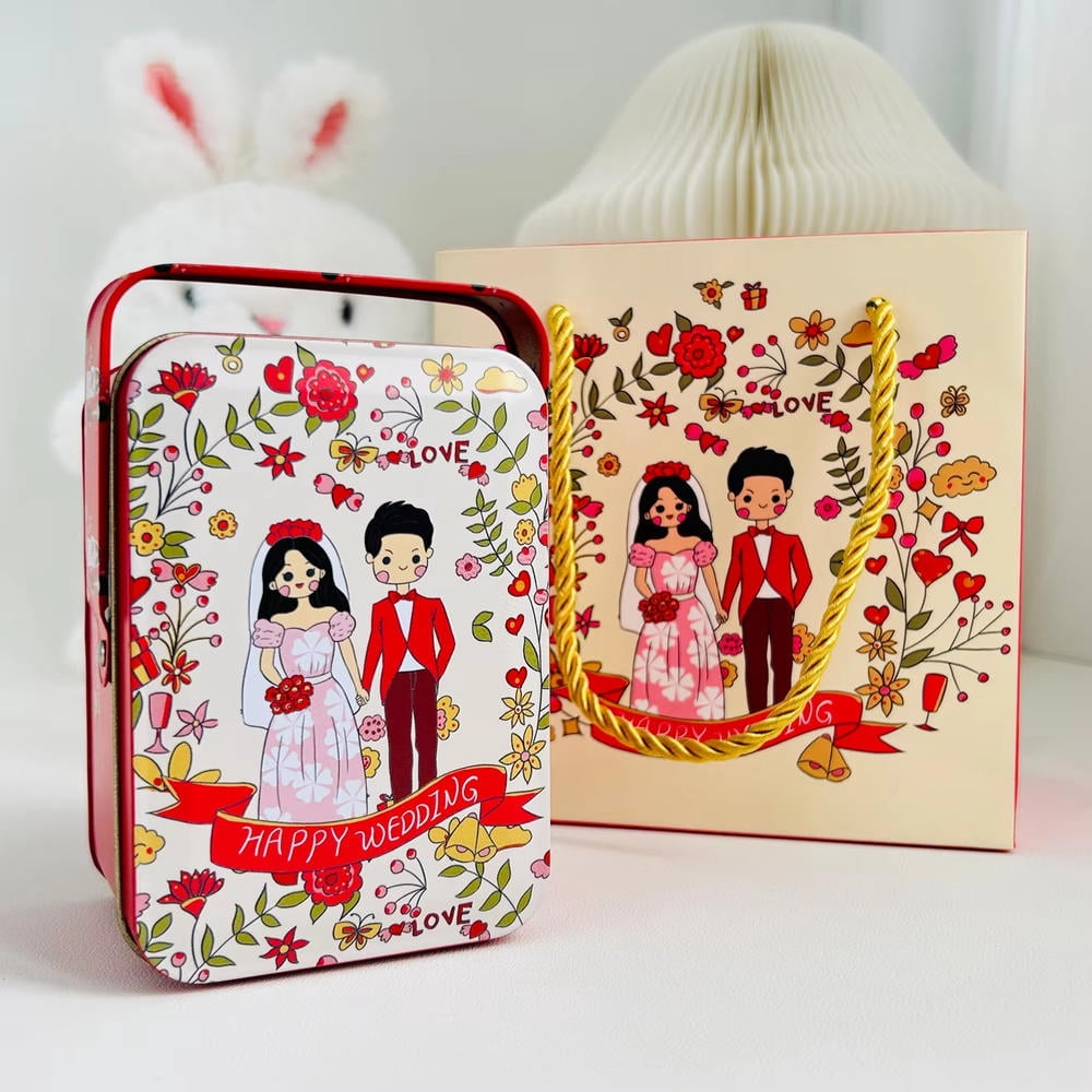 Cute Bunny Tin Storage Box Square Cookie Tinplate Can Jewelry Case ...