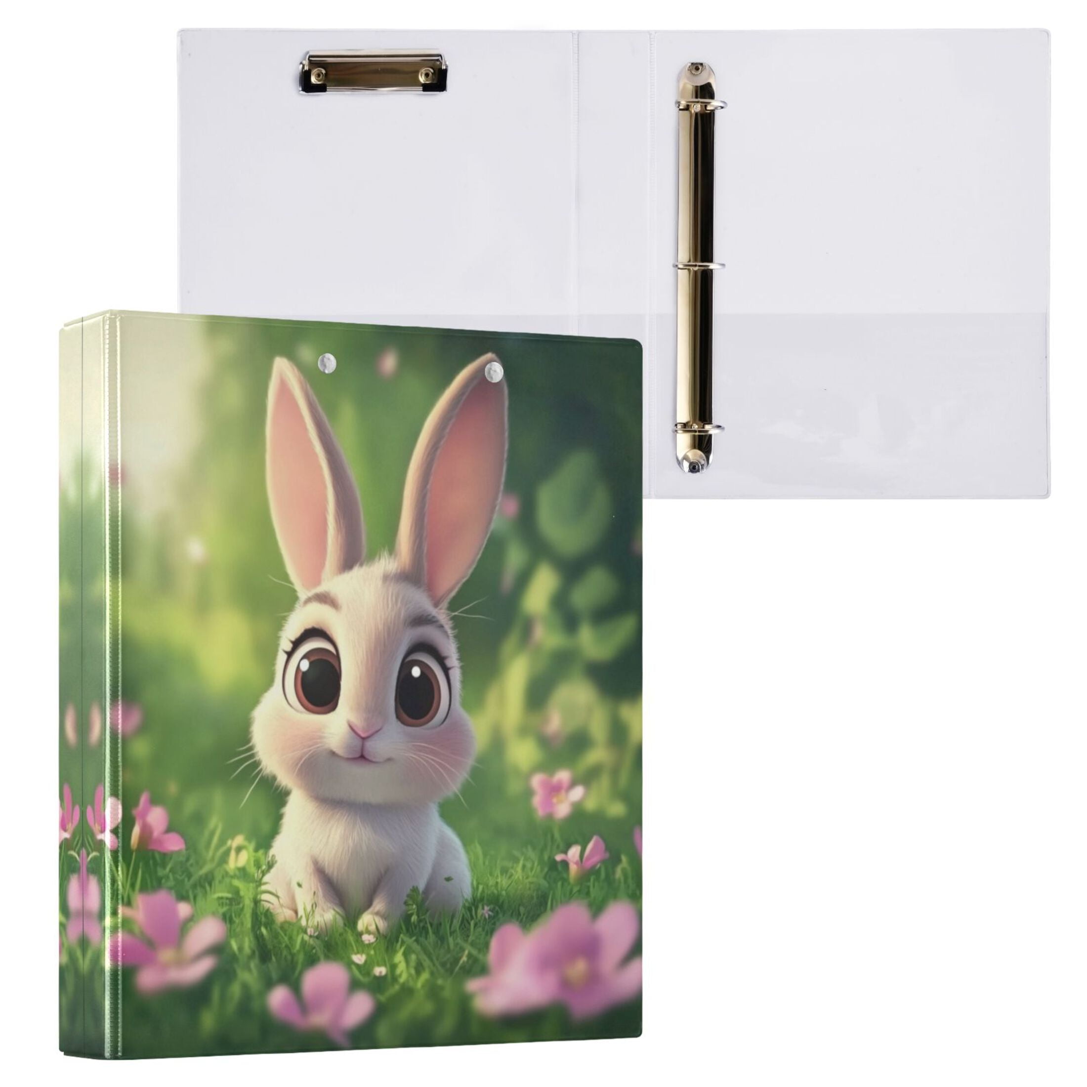 Cute Bunny with Big Eyes 3 Ring Hardcover Binders 1.5in Round Rings for ...