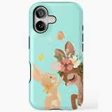 Cute Bunny with Little Deer Soft Pastel Art iPhone Case 17 to 11 Pro ...