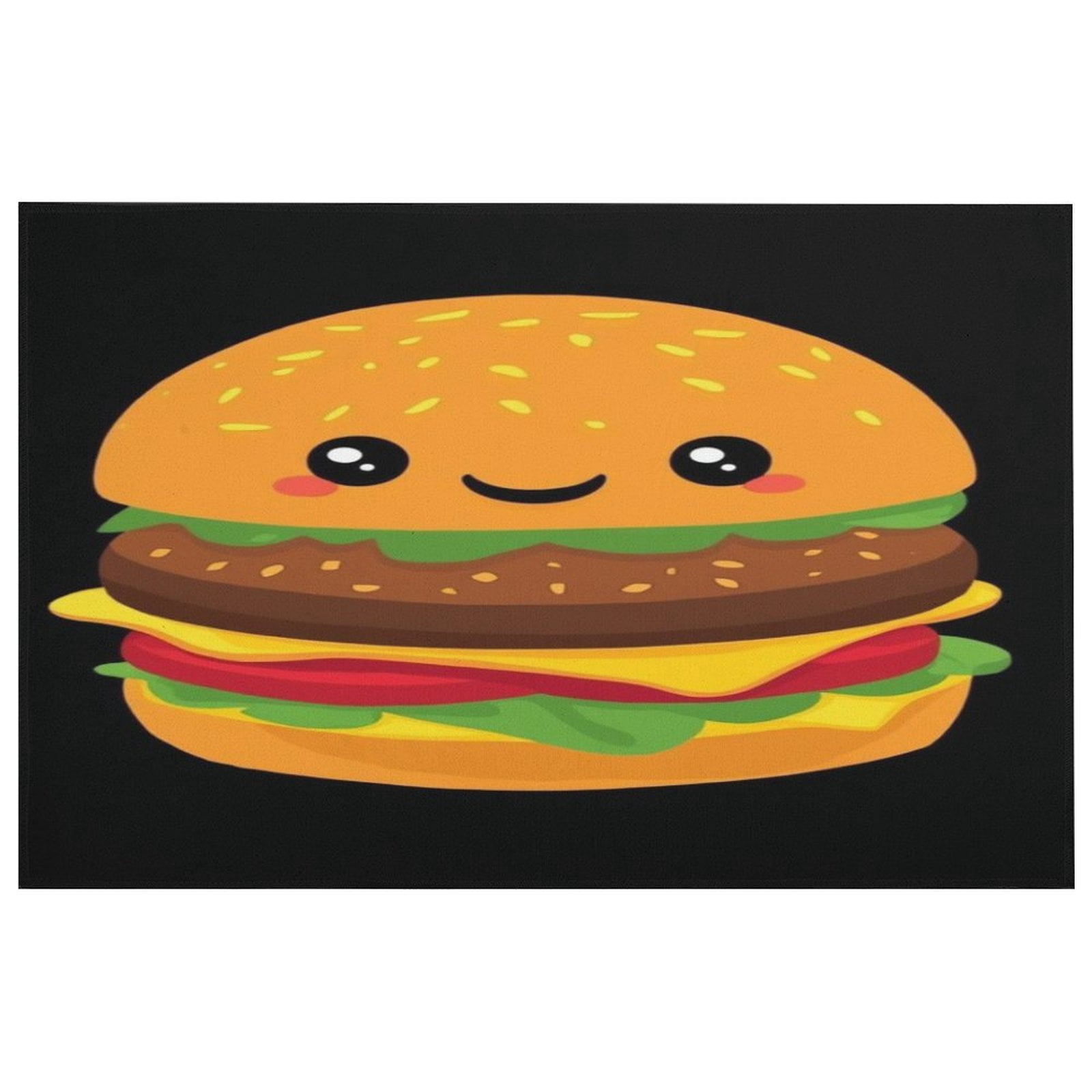 Cute Burger Emoji Adult Home Decor Bedroom Living Room Crystal Velvet ...