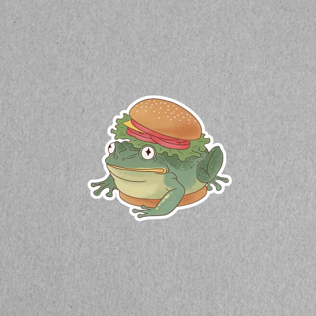 Cute Burger Frog Sticker - Adorable Amphibian Character Designphone ...