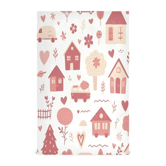 Cute Bus and House Kitchen Towels Dishcloth Decorative Waffle Towels ...