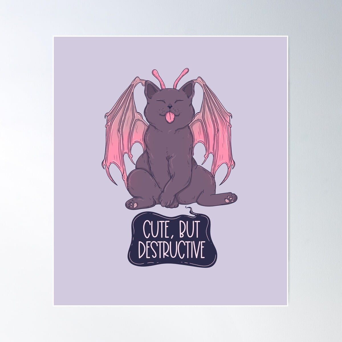 Cute But Destructive Cat Poster Wall Art, Modern Wall Decor For Living ...