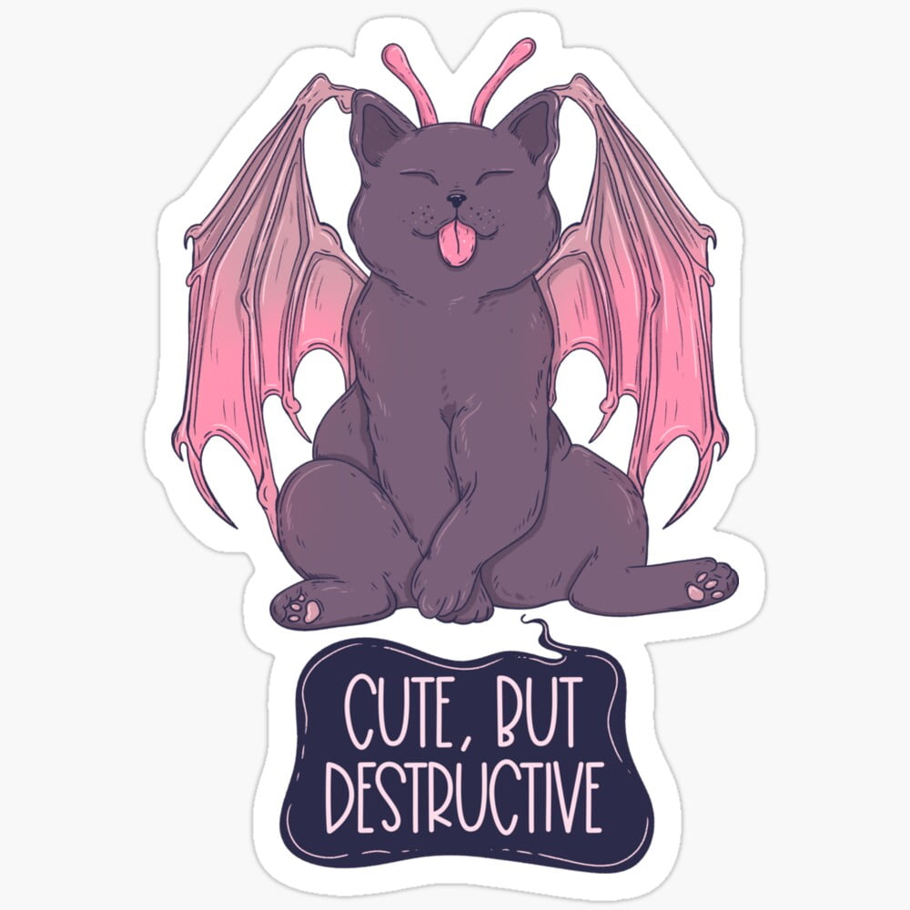 Cute But Destructive Cat Sticker Phone Decal Water Bottle Stickers Car ...
