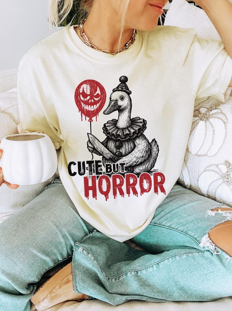 Cute But Horror Goose Shirt, Creepy Halloween Goose Tee, Funny Scary ...
