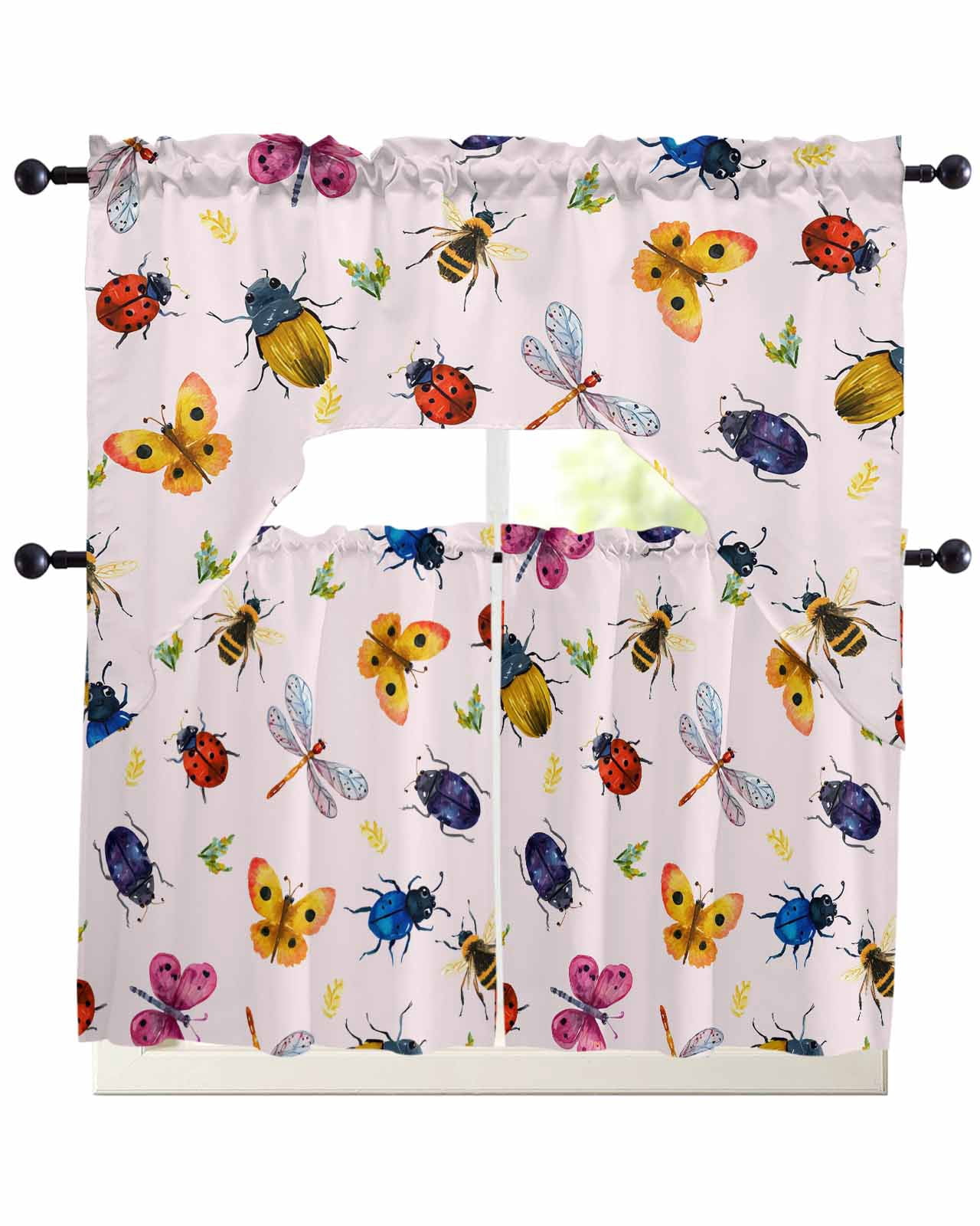 Cute Butterfly Dragonfly Swag Curtains for Living Room/Bedroom Windows ...