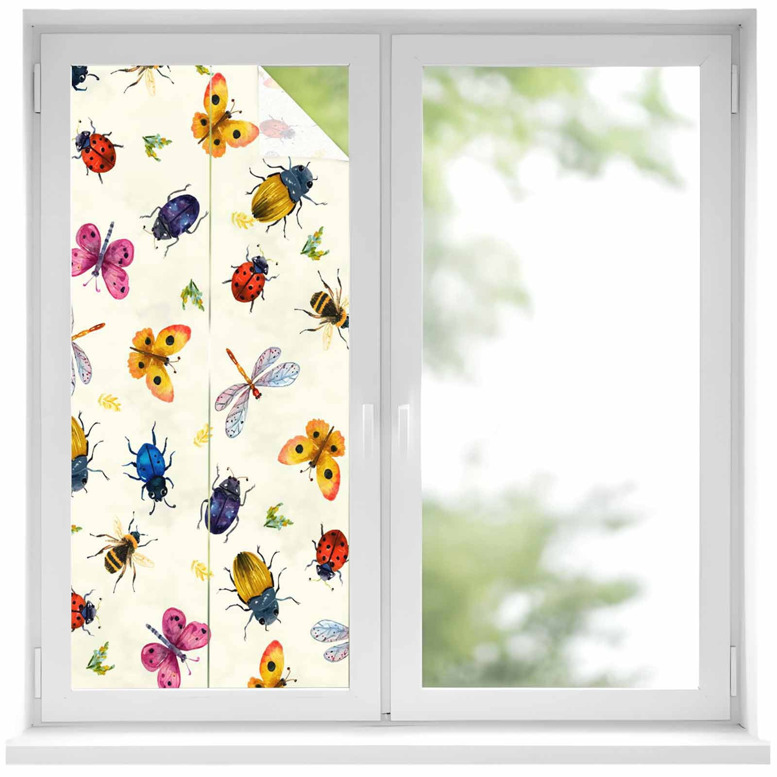 Cute Butterfly Dragonfly Window Privacy Film, Farmhouse Botanical ...