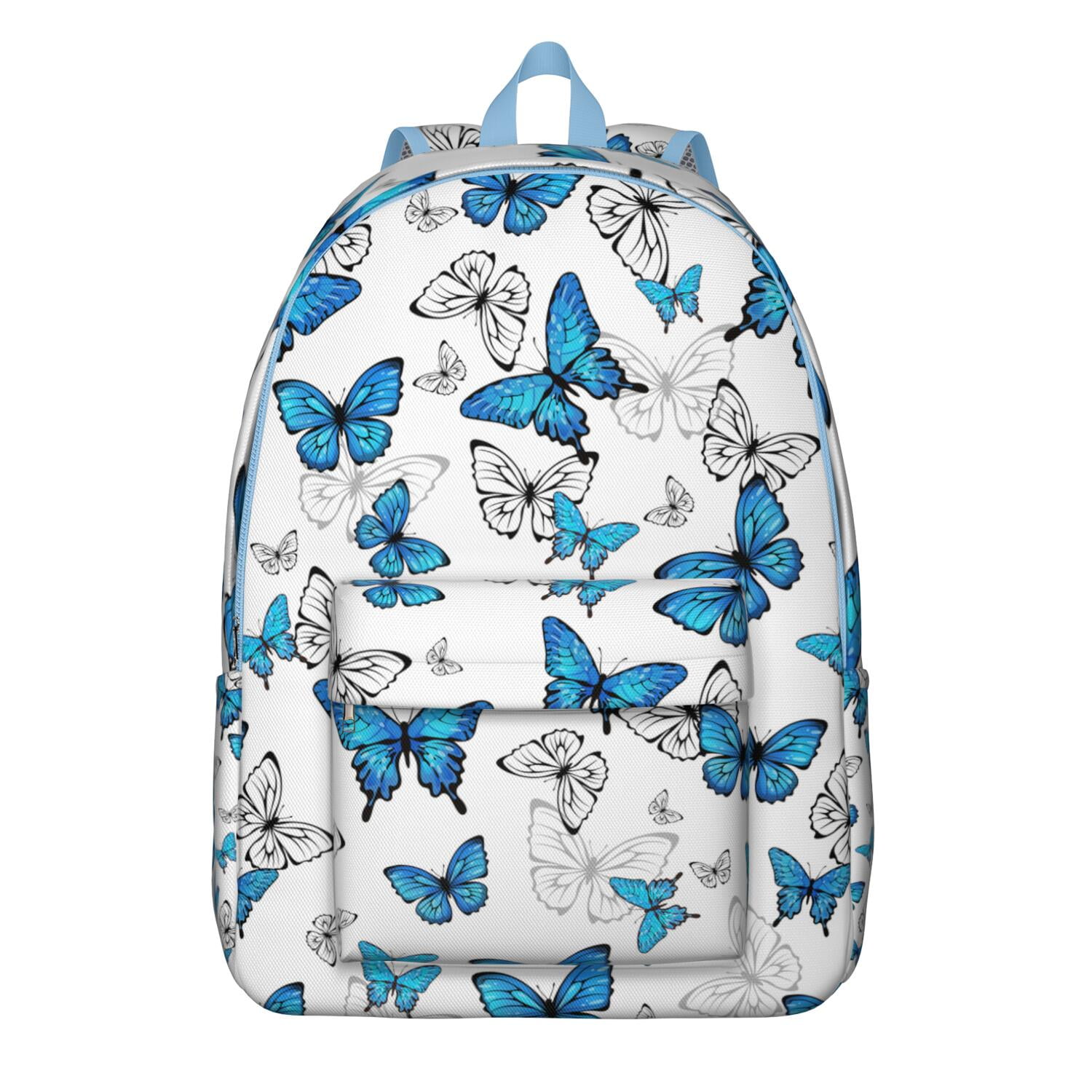 Cute Butterfly Pattern Canvas Bookbag – Lightweight School Backpack ...