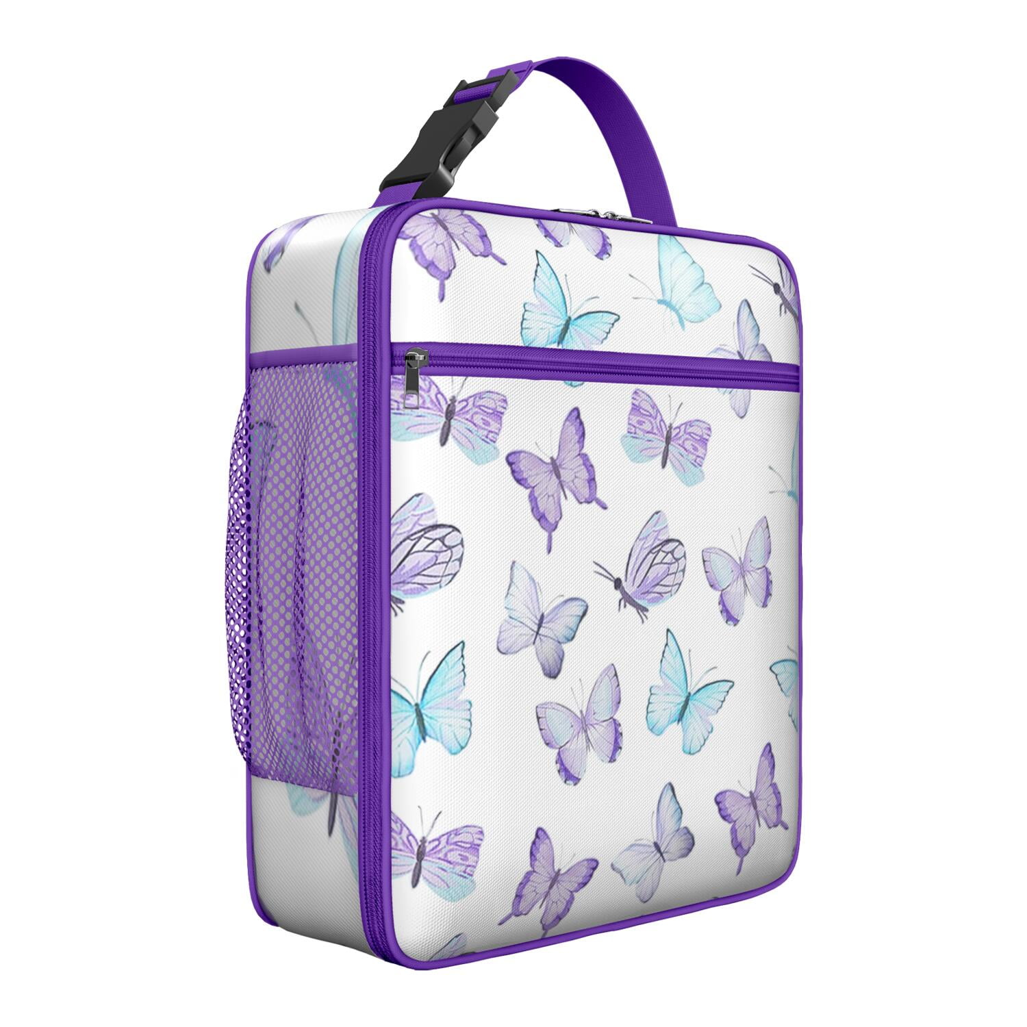 Cute Butterfly Print Lunch Bag for Women, Floral Pattern Insulated ...