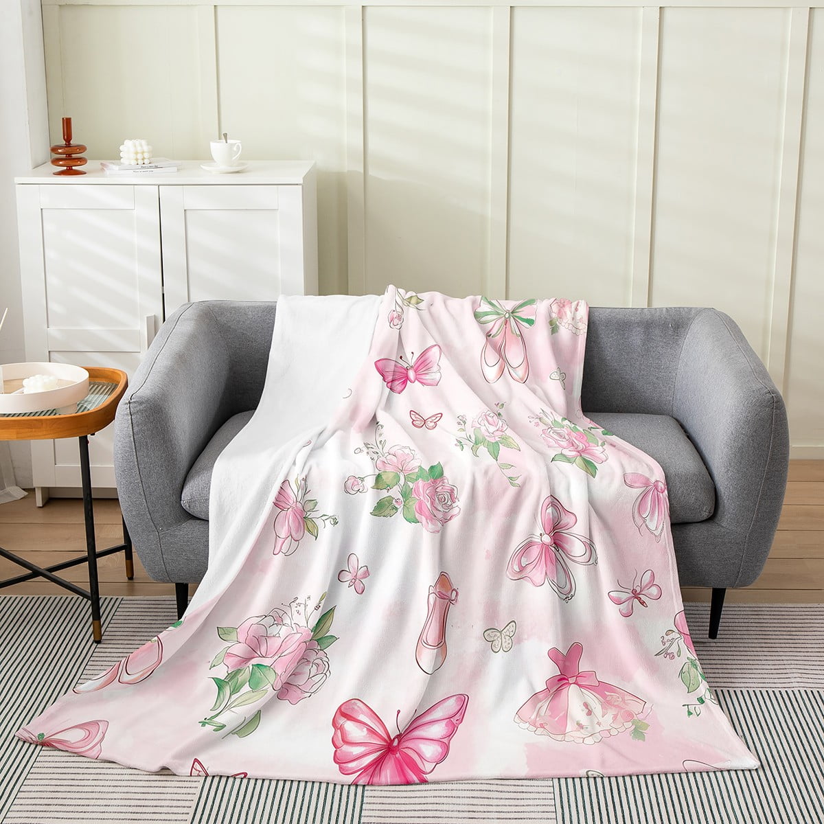 Cute Butterfly Throw Blanket 30"X40"Princess Ballet Shoes Fleece ...