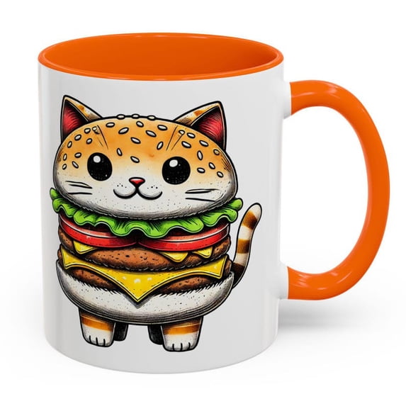 Cute C1At Burger Mug, Funny KawaI1I Cheeseburger C1At Tea Cup, Adorable ...