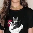 Cute C1At Riding Chicken Graphic T-S1Hirt For WoM1en - Funny Animal ...