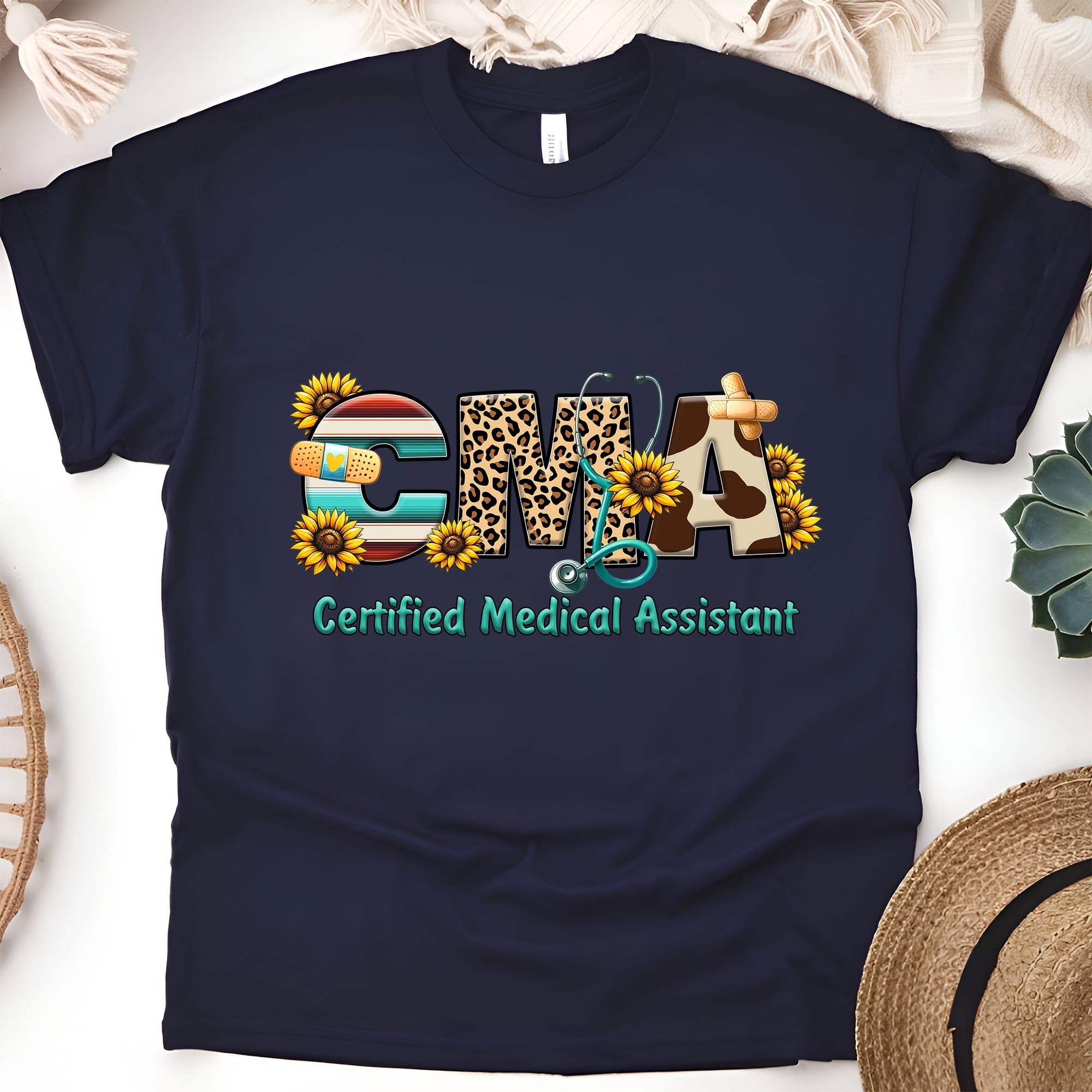 Cute CMA T-Shirt | Medical Assistant Appreciation Top with Sunflowers ...