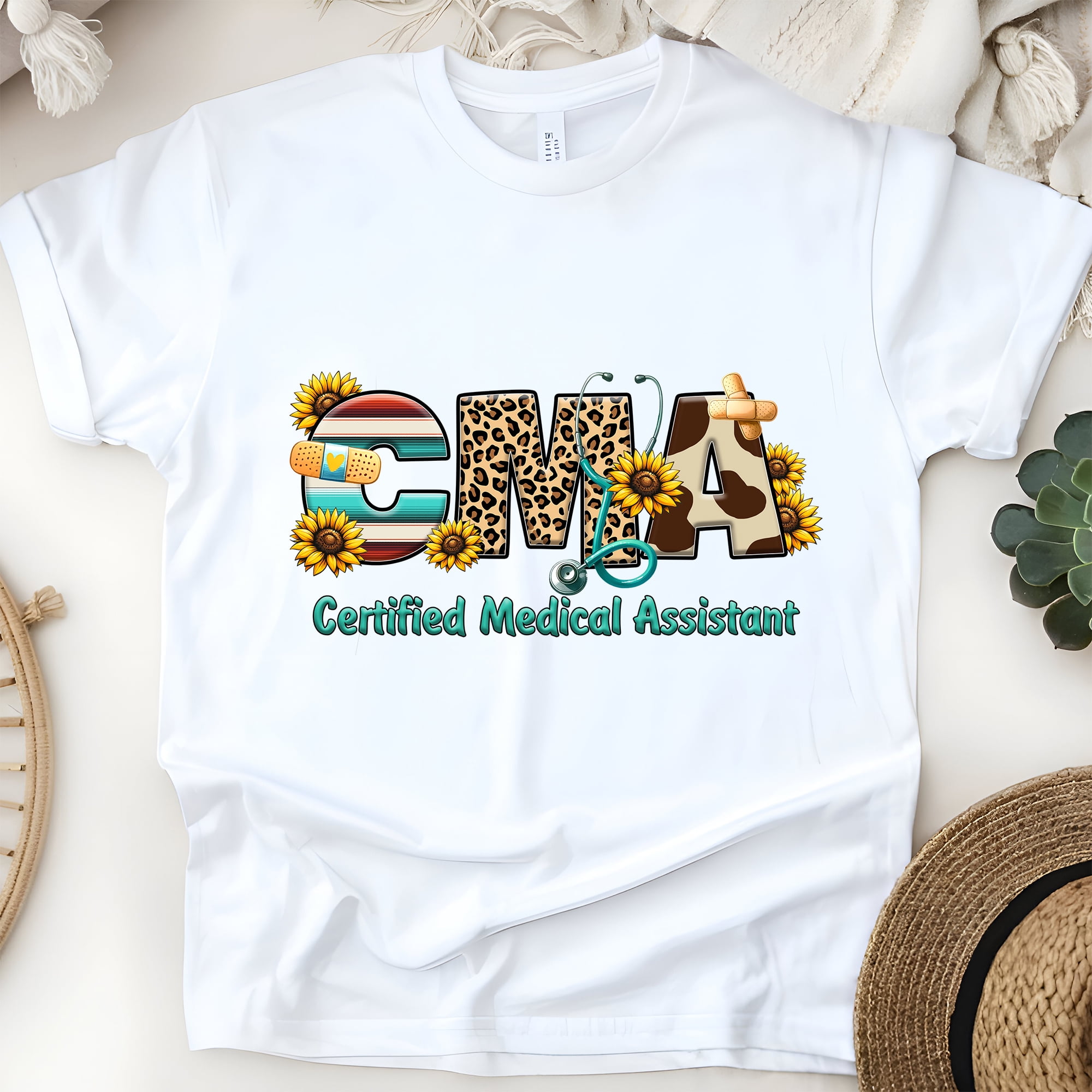 Cute CMA T-Shirt | Medical Assistant Appreciation Top with Sunflowers ...