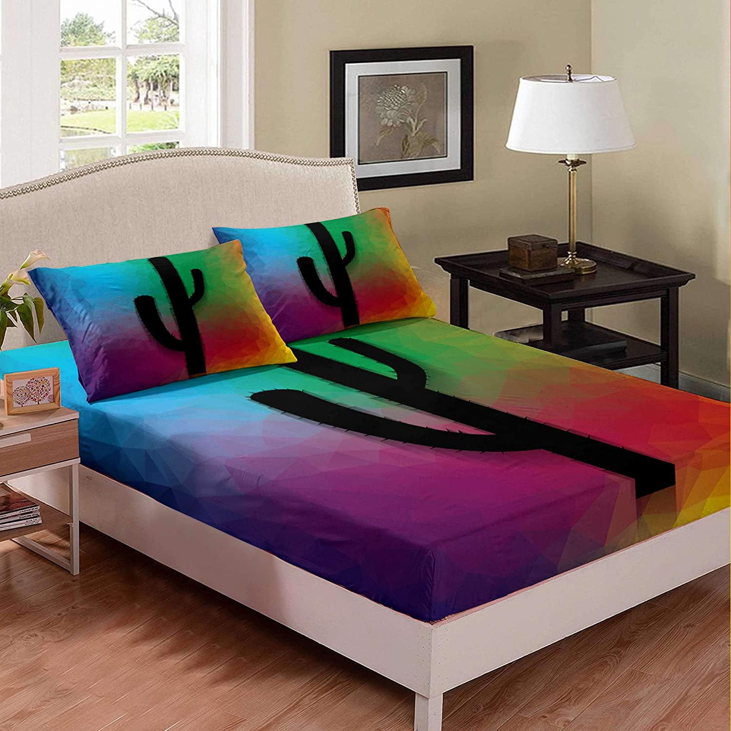 Cute Cactus Bed Sheet Set for Kids Bedroom Gift Child Boho Succulent ...