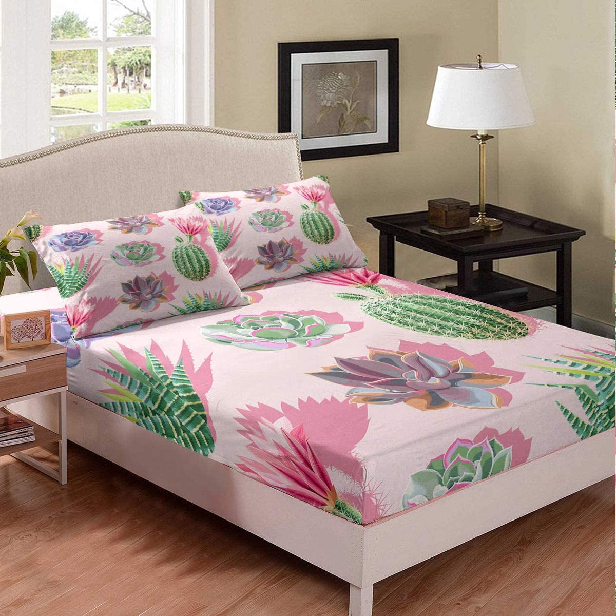 Cute Cactus Bed Sheet Set for Kids Bedroom Gift Child Boho Succulent ...