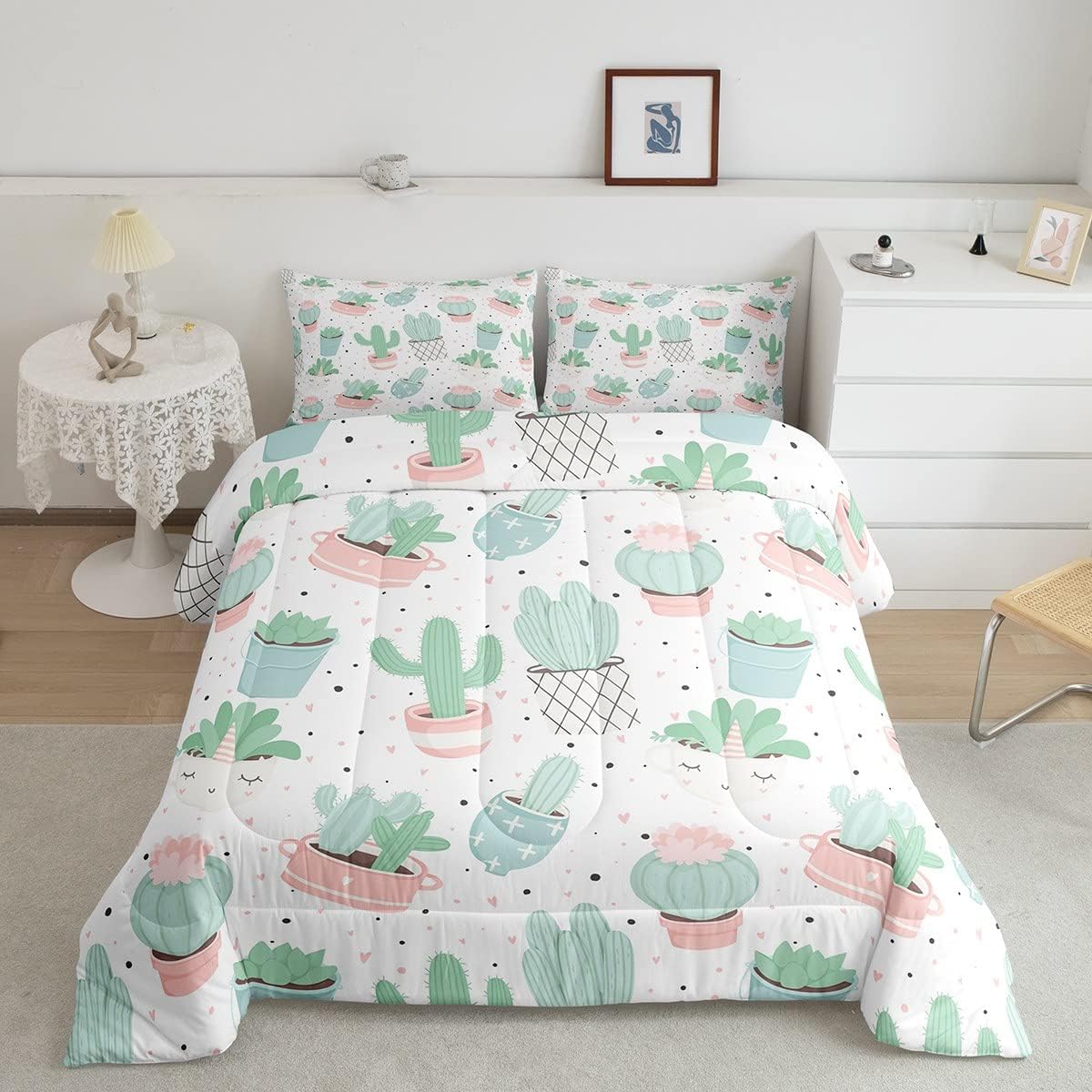 Cute Cactus Comforter for Girls Kids Bedroom Children Women Boho ...