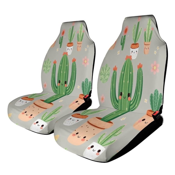Cute Cactus Pattern(2) Car Seat Cover 2 Piece Set Saddle Blanket ...