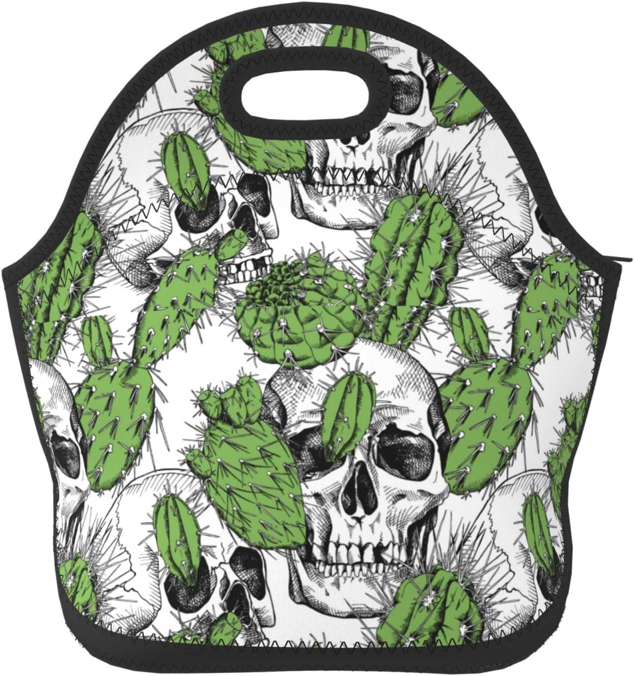 Cute Cactus Skull Print Small Neoprene Insulated Lunch Box Bag For ...