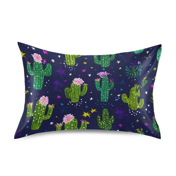 Cute Cactus Stars Pattern Satin Pillowcase Envelope Design Pillow ...