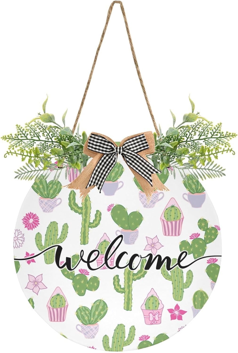 Cute Cactus Welcome Sign Farmhouse Front Porch Door Hanging Welcome ...