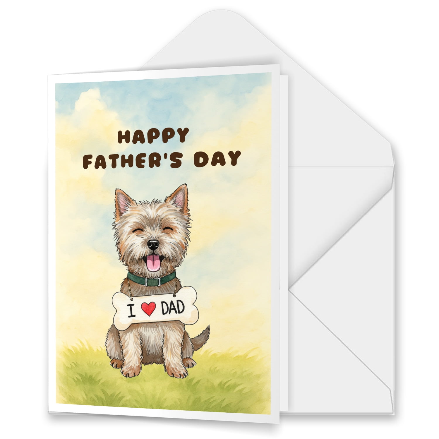 Cute Cairn Terrier Loves Dad Happy Father's Day 5x7in Folded Greeting ...