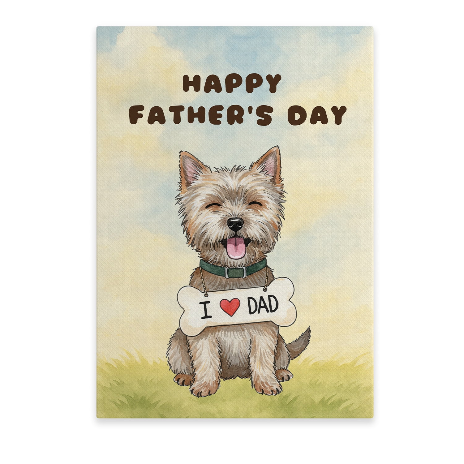 Cute Cairn Terrier Loves Dad Happy Father's Day Vertical Matte Canvas Poster Cairns Dog Lover ...