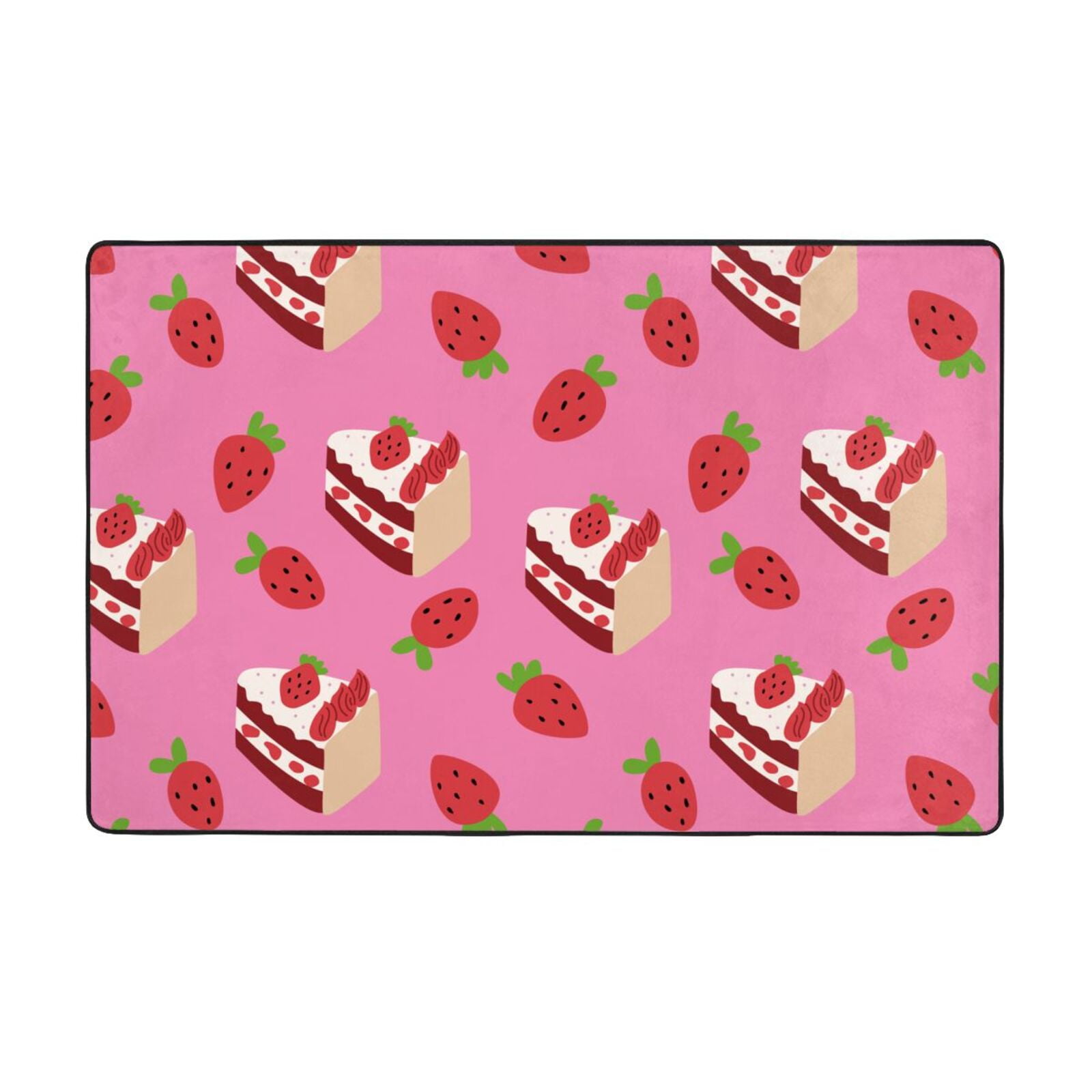 Cute Cake Strawberry Soft Indoor Outdoor Rug, Washable Rugs for Living ...