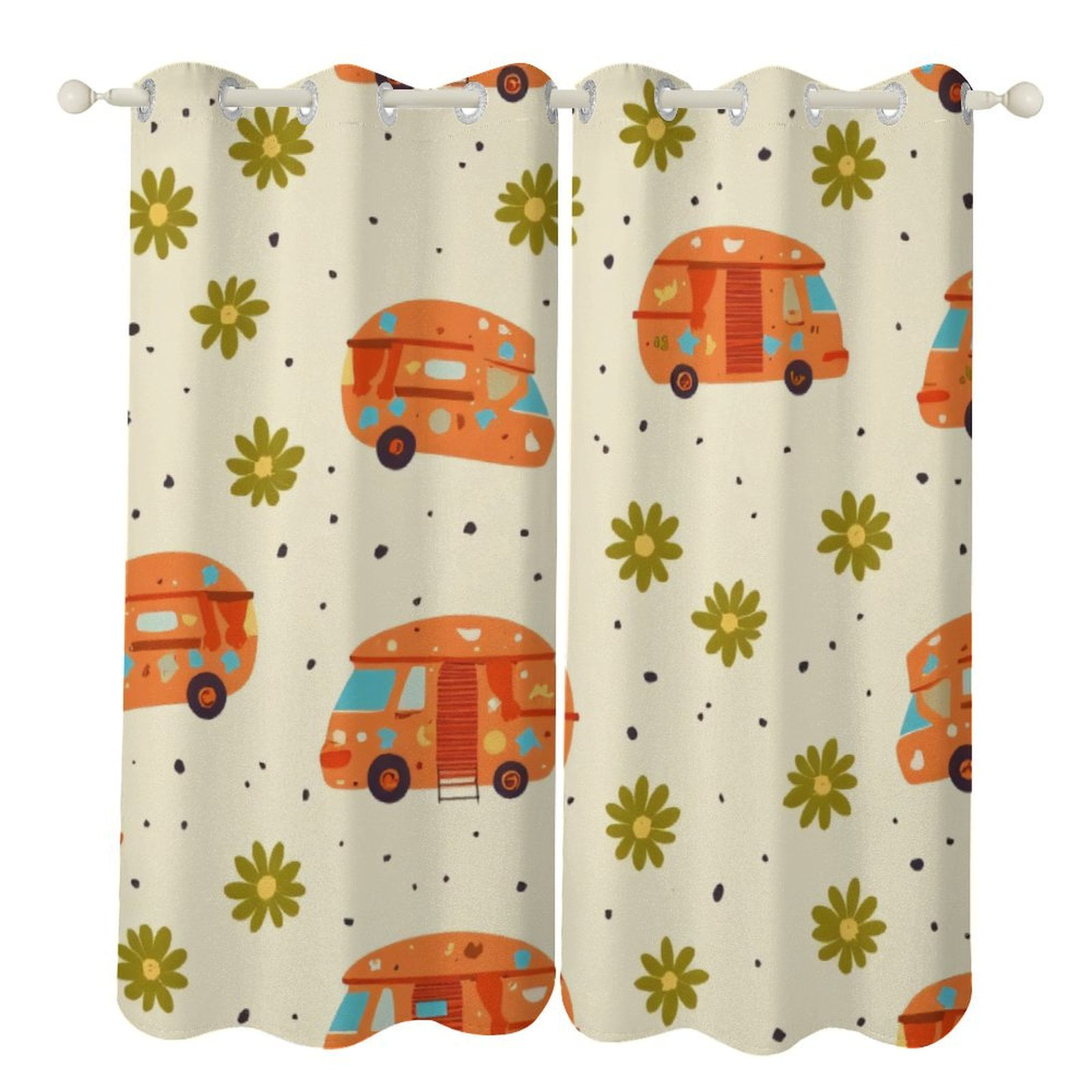 Cute Camper Van Pattern 2 Panels 3D Printing Pattern Curtain for ...