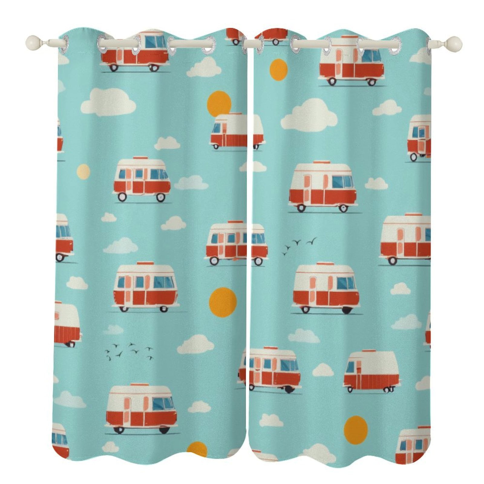 Cute Camper Van Pattern Luxury Window Curtains Blinds for Living Room ...