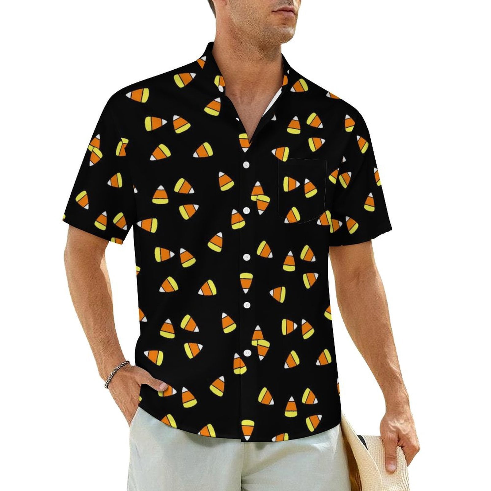 Cute Candy Casual Shirt Lollies Print Elegant Summer Shirts Male Short ...