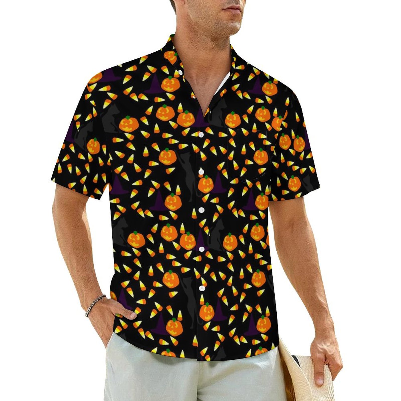 Cute Candy Casual Shirt Lollies Print Elegant Summer Shirts Male Short ...