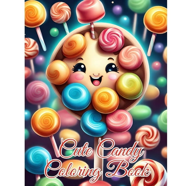 Cute Candy Coloring Book: Lollipop, Chocolate, Cotton Candy and Cute ...